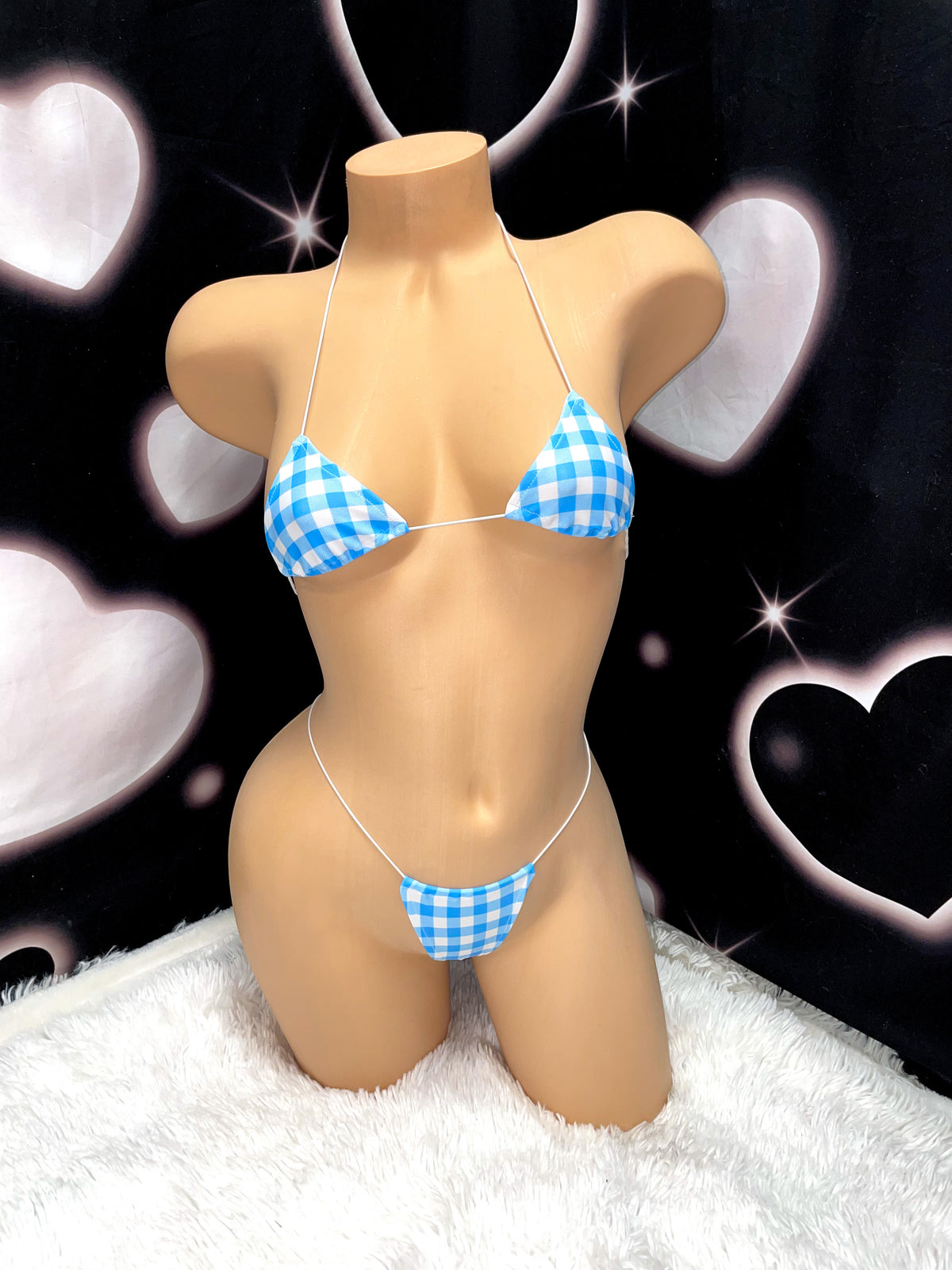 Blue gingham string microkini – Bubblegum The Brand