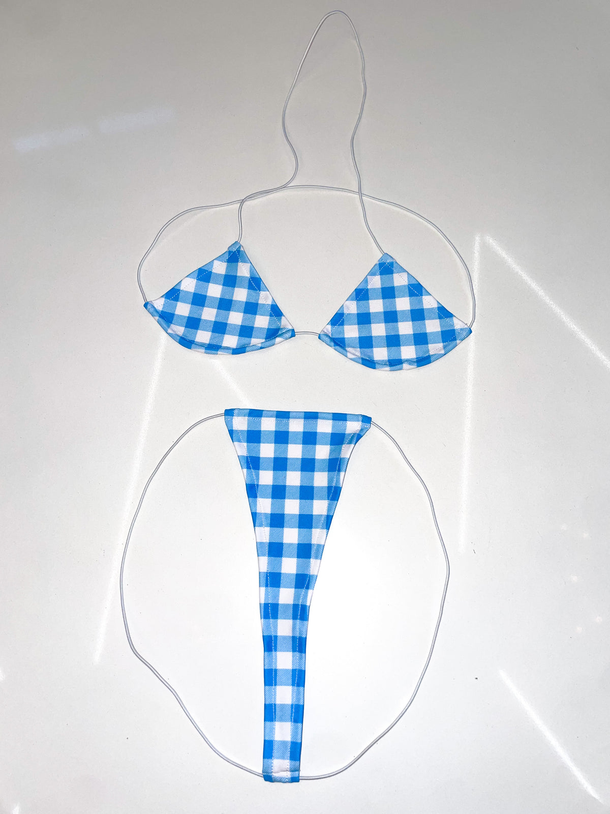 Blue gingham string microkini – Bubblegum The Brand