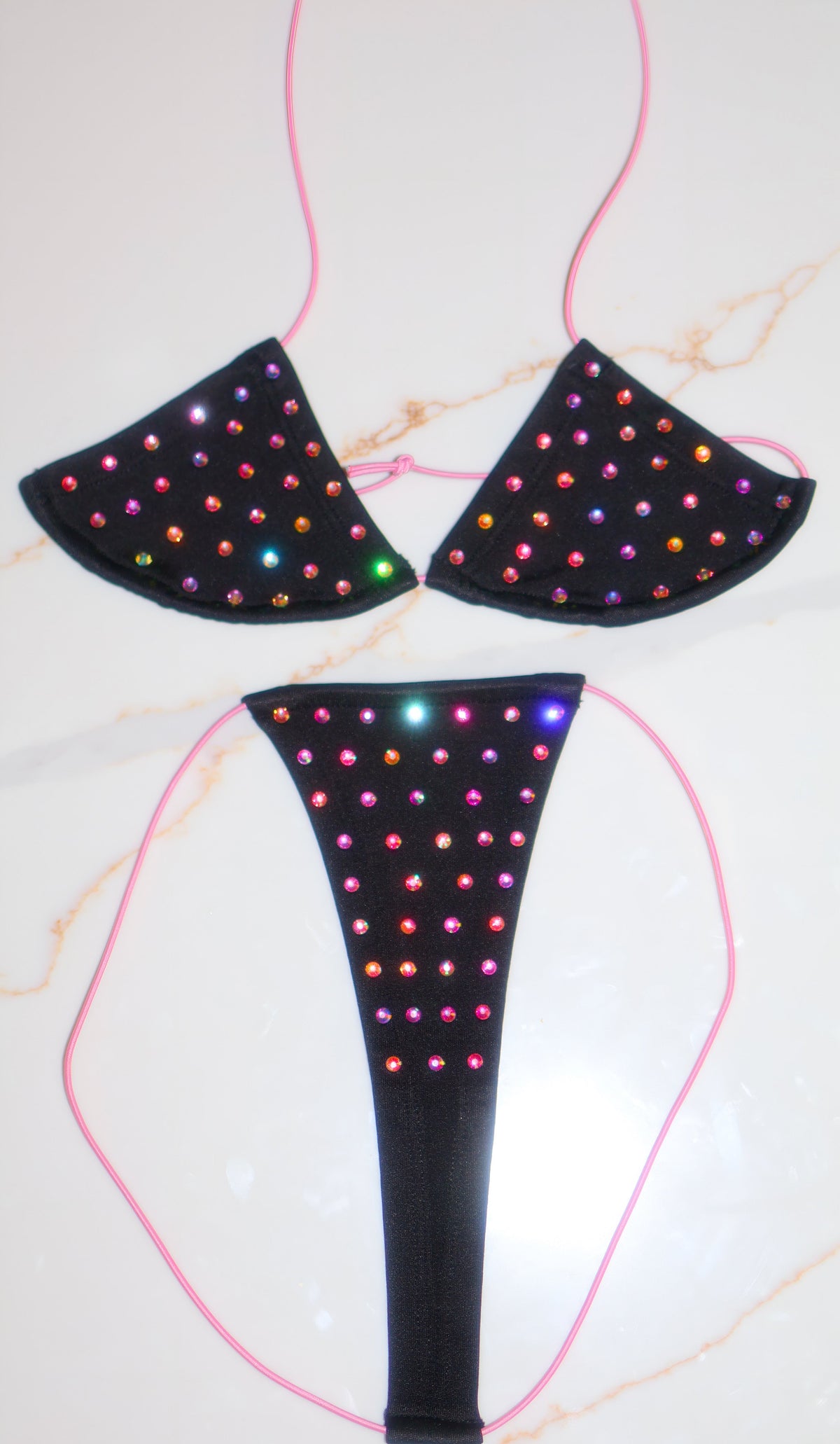 Black rhinestone string microkini – Bubblegum The Brand