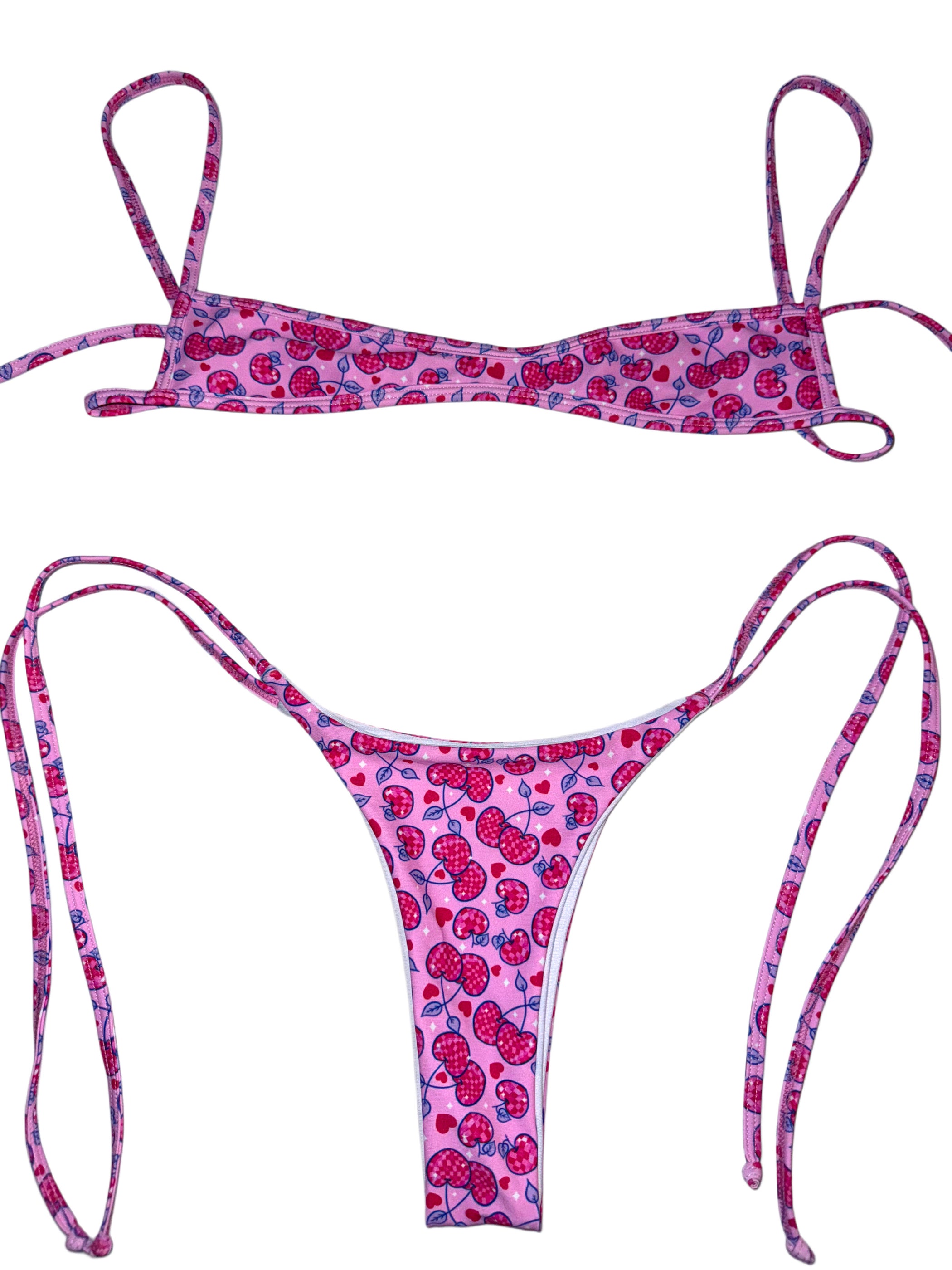 Checkers and cherries slanted micro bikini – Bubblegum The Brand