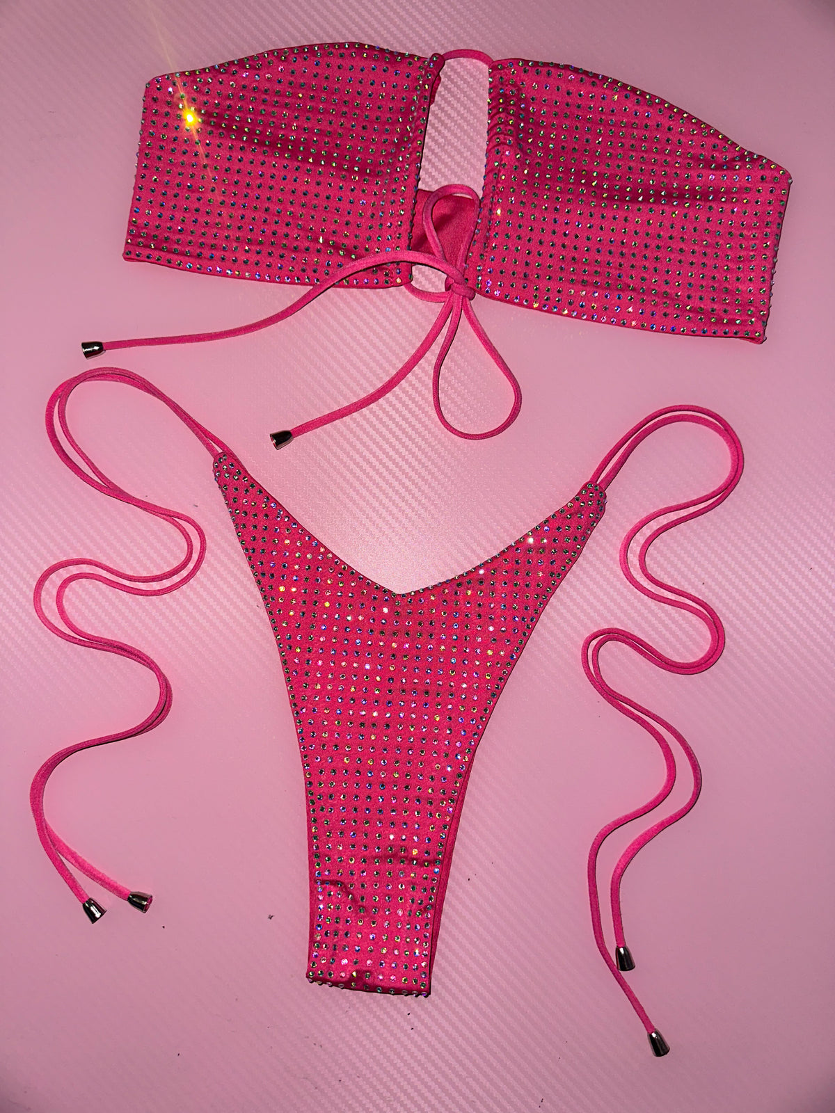Iced out pink rhinestone Krystal bikini – Bubblegum The Brand